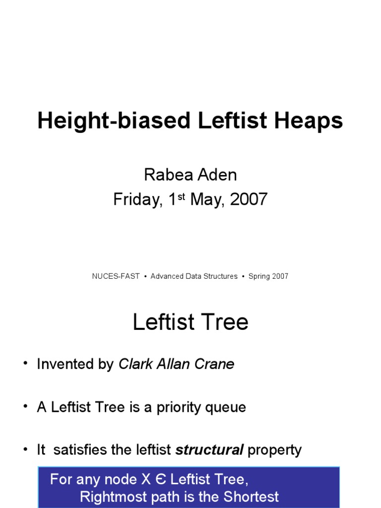Height-Biased Leftist Heaps Advanced) | PDF | Algorithms And Data ...