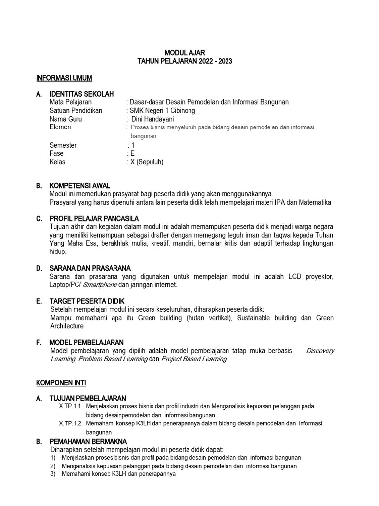 Modul Ajar Elemen 1 | PDF