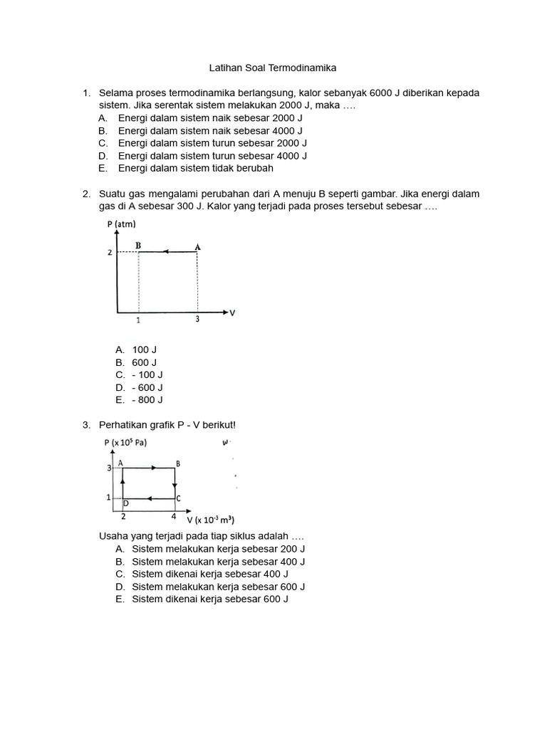 Soal Latihan Termodinamika dan Energi | PDF | Metode & Bahan Ajar ...