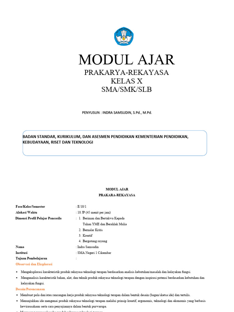Modul Ajar Prakarya-Rekayasa - Karakteristik Produk Rekayasa Teknologi ... Modul Ajar Prakarya-Rekayasa - Karakteristik Produk Rekayasa Teknologi ...