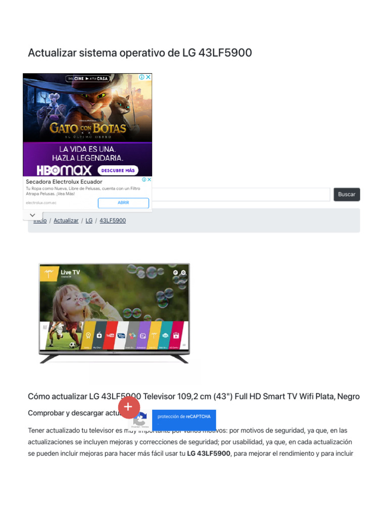 Actualización LG 43LF5900: Guía Rápida | PDF | Hdmi | Control remoto