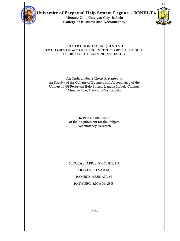 THESIS ACCOUNTANCY -Final | PDF | Distance Education | Learning