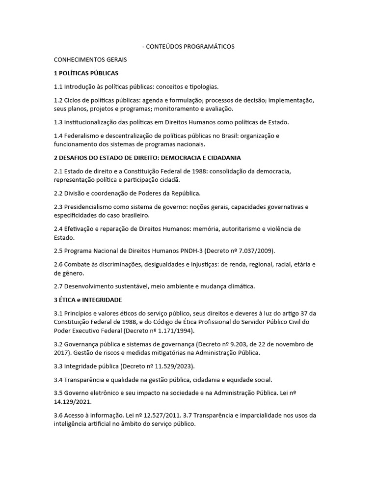 Conteúdos Programáticos | PDF