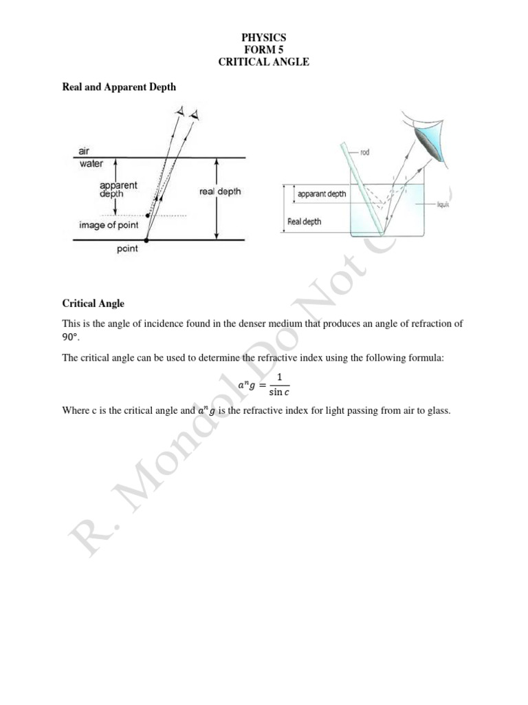 Physics - Critical Angle | PDF
