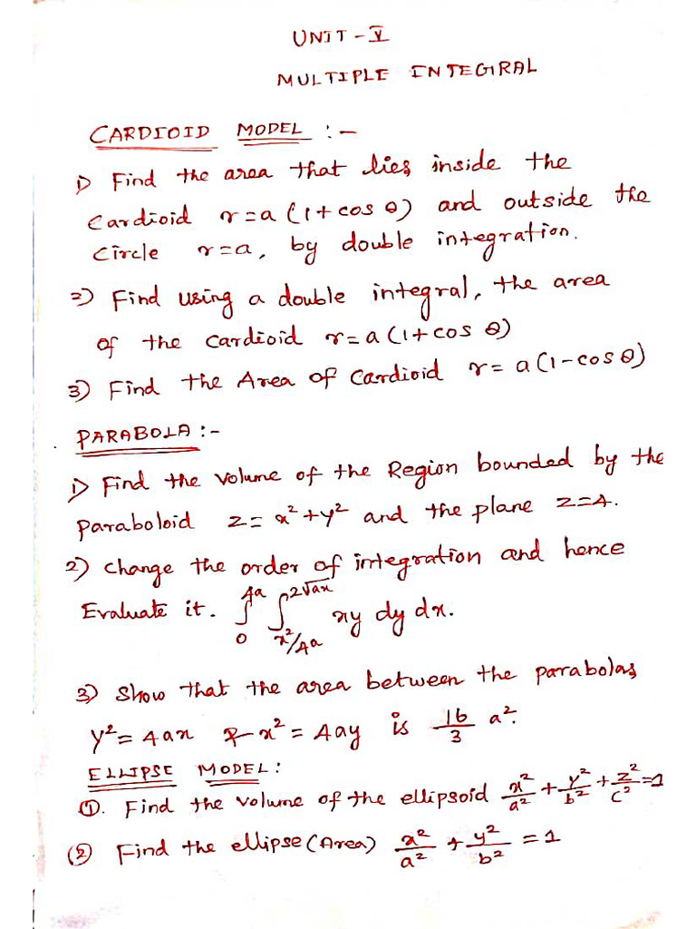 Unit-5 Multiple Integrals | PDF Unit-5 Multiple Integrals | PDF