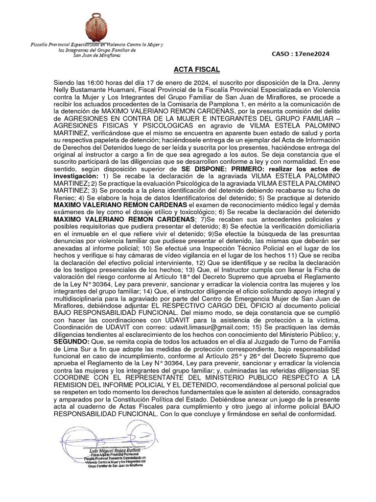 ACTA FISCAL DILIGENCIAS | PDF | La violencia contra las mujeres | Justicia