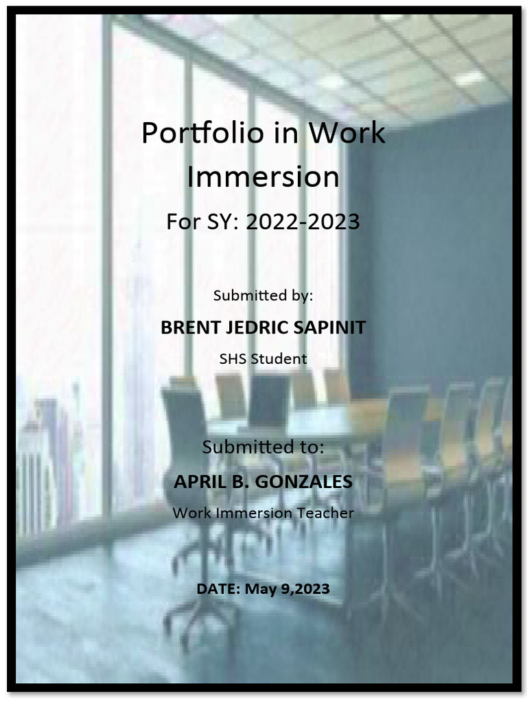 Portfolio-in-Work-Immersion Brent Jedric Sapinit | PDF | Psychological ...