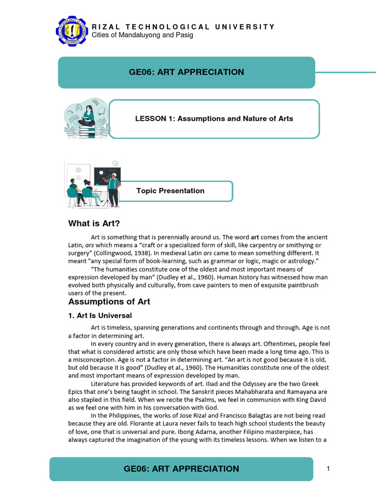 GE06 Art Appreciation - MODULE 1 | PDF | Experience | Beauty