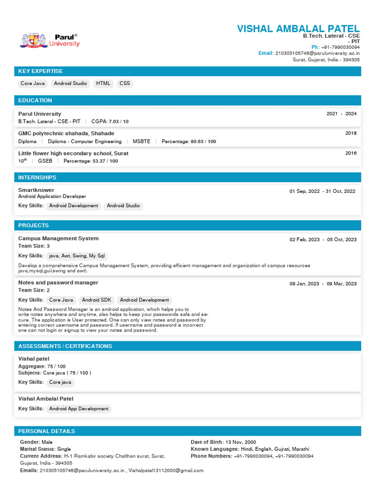 Vishal Ptl Pdf Android Operating System Java Programming Language