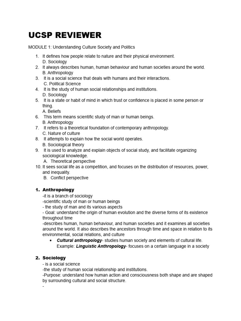 Ucsp Reviewer | PDF | Social Science