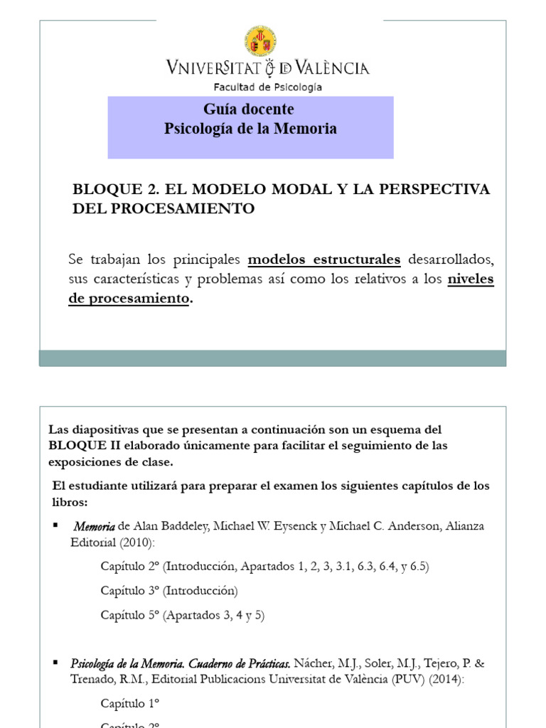 Psicología de la Memoria: Modelos y Procesos | PDF | Memoria | Ciencia cognitiva