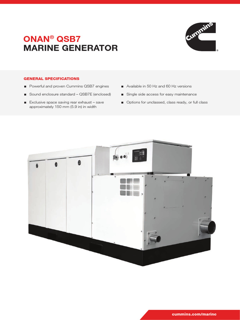 Marine Generator: Onan Qsb7 | PDF | Cummins | Manufactured Goods