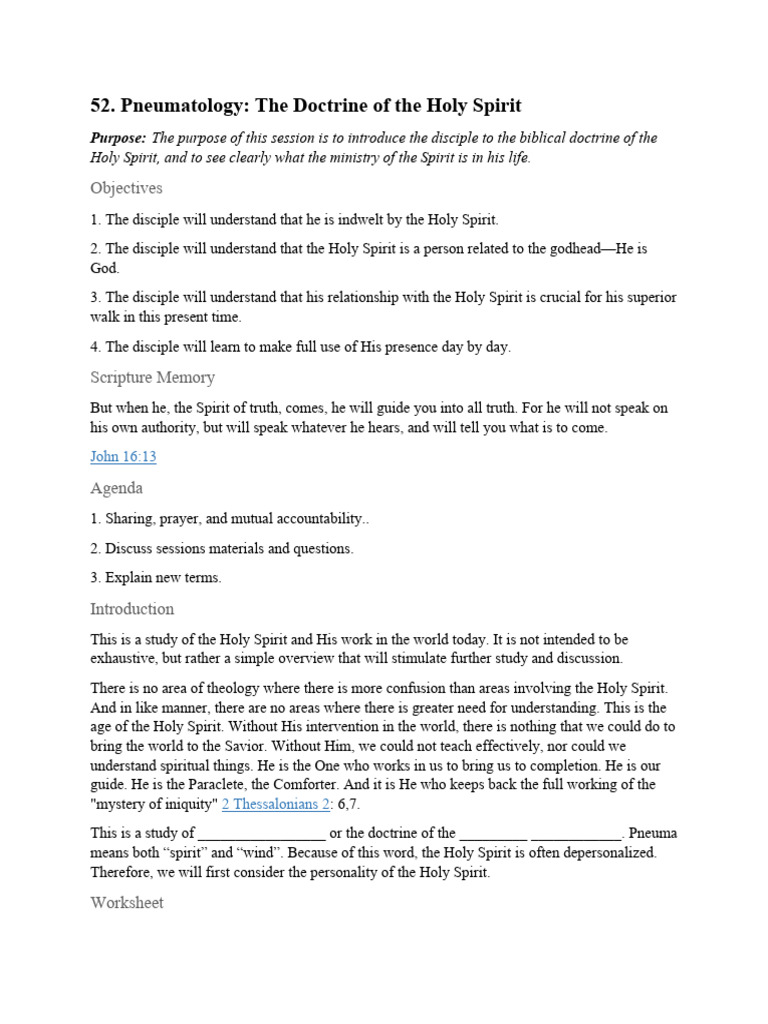Pneumatology - The Doctrine of The Holy Spirit | PDF | Holy Spirit ...