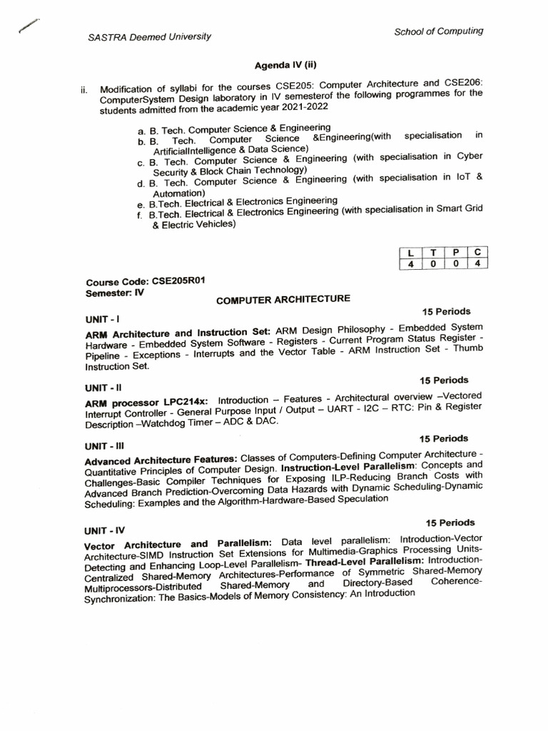 SASTRA CSE205 & CSE206 Syllabus Update | PDF | Parallel Computing ...