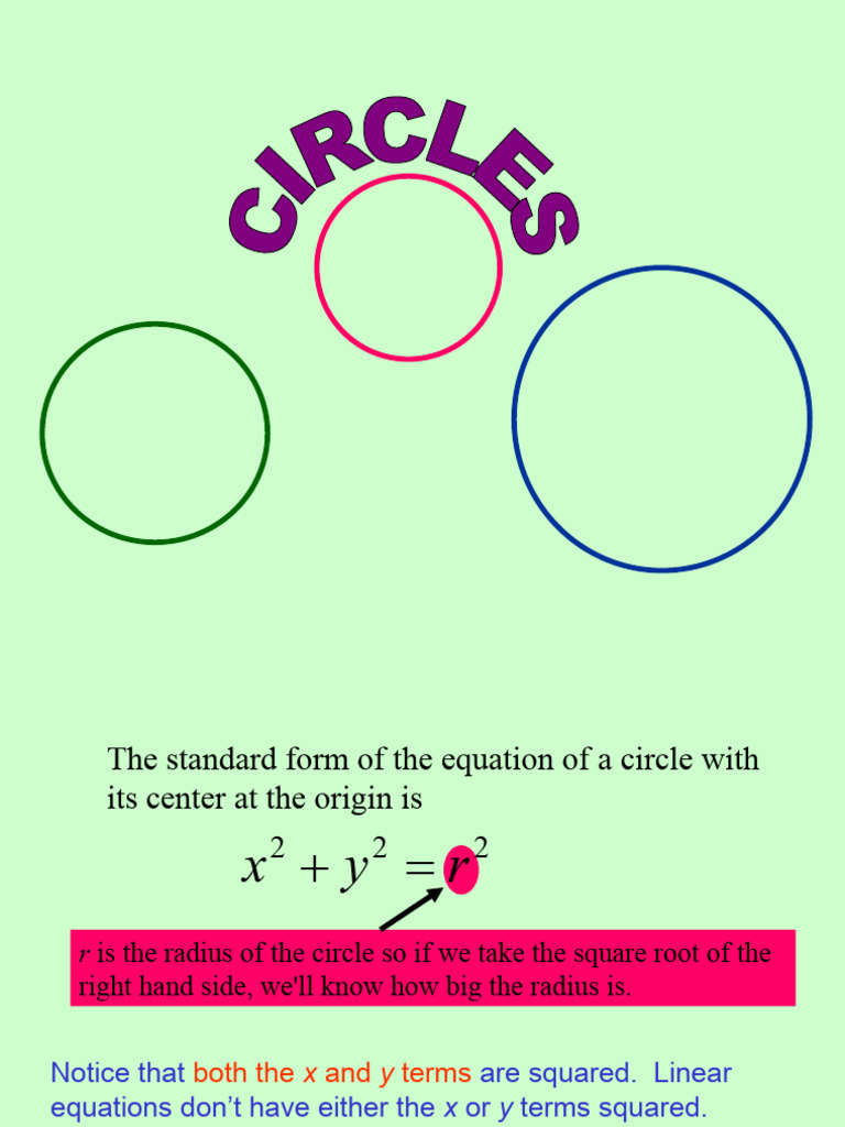 Equation of A Circle S | PDF | Circle | Equations