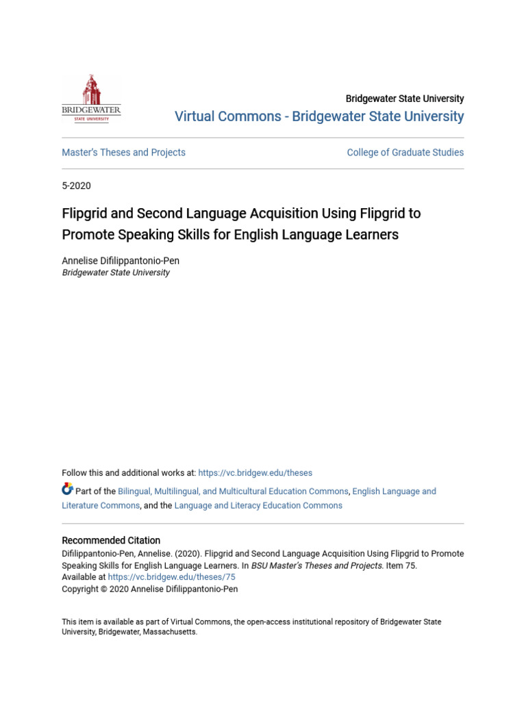 4 - Flipgrid and Second Language Acquisition Using Flipgrid To Promot | PDF | Second Language ...