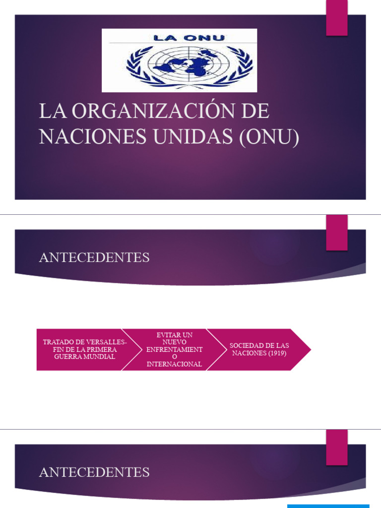 La Organización de Naciones Unidas (Onu) | PDF | Naciones Unidas | Relaciones internacionales