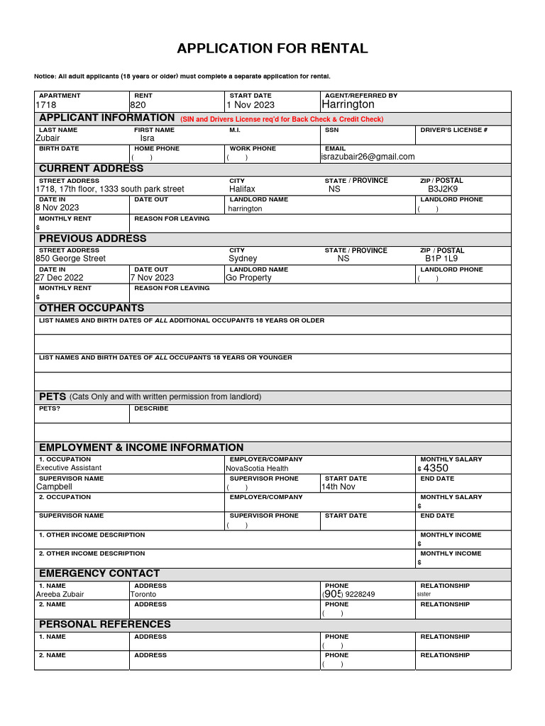 PVG Rental Application (Fillable) | PDF | Landlord | Credit Score