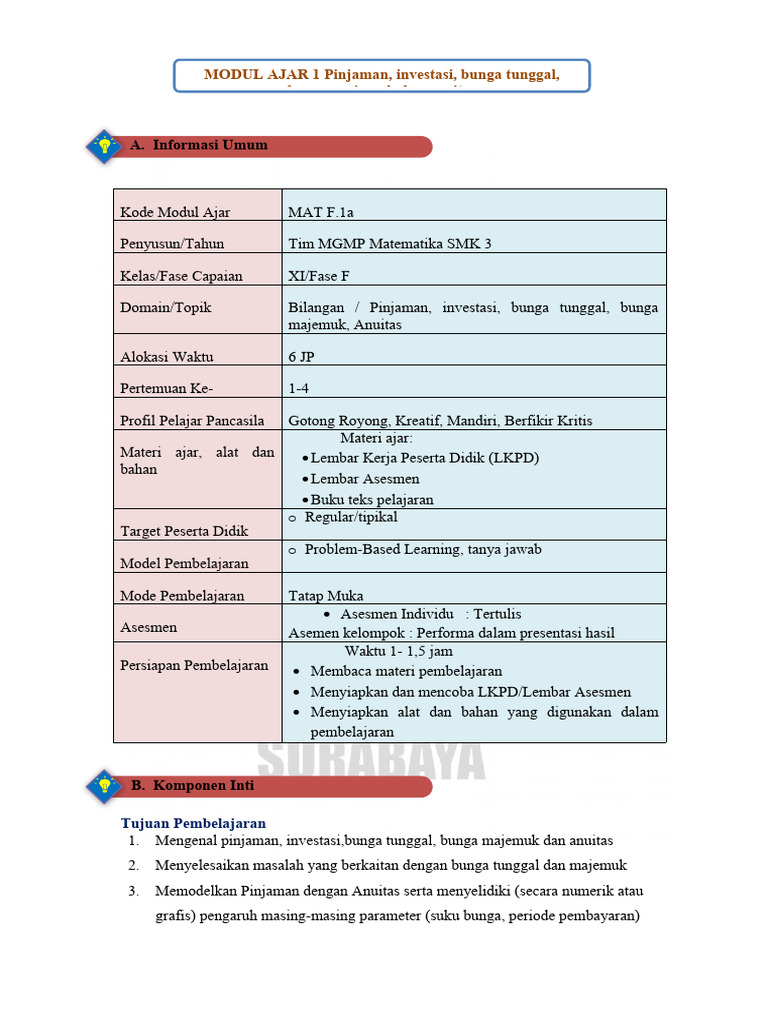Modul Ajar Bunga Dan Anuitas | PDF