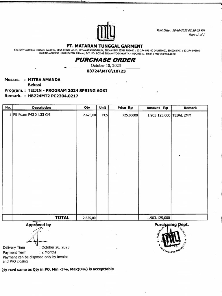 Mitra Amanda Po#3724 | PDF
