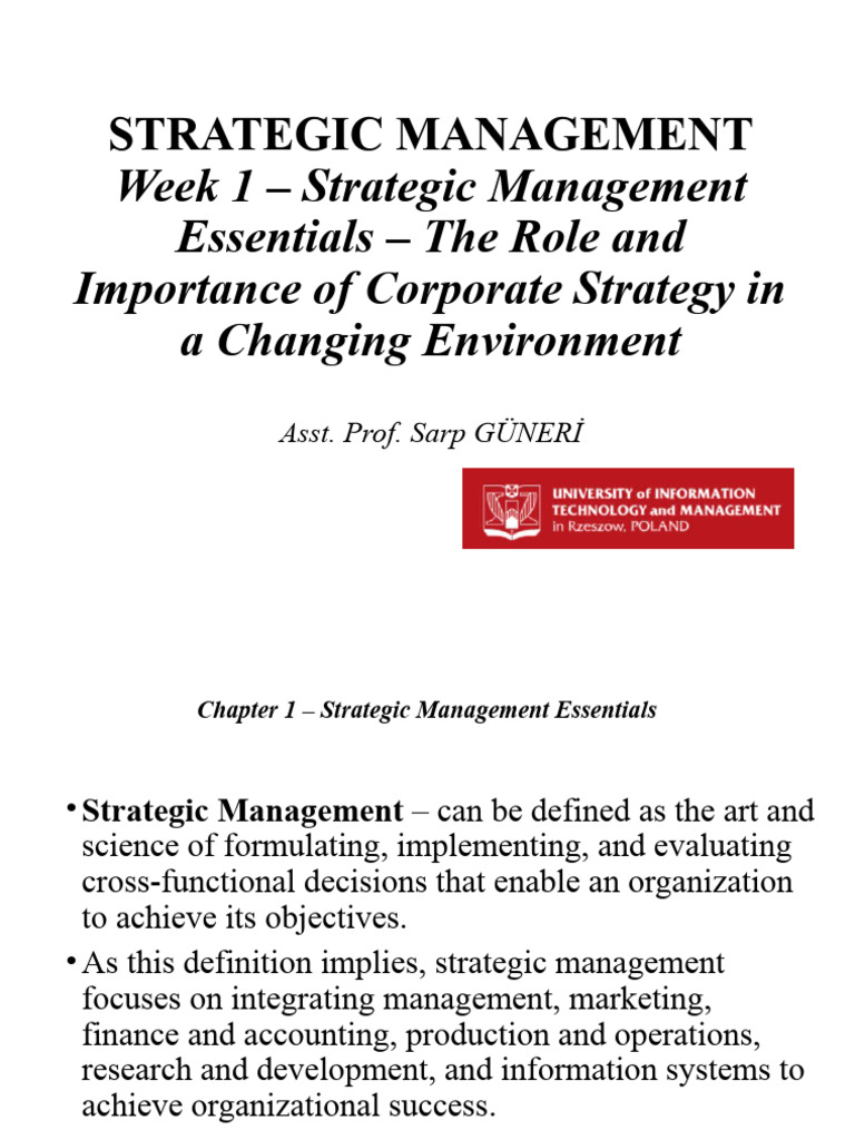 Strat Man Week 1 | PDF | Strategic Management | Strategic Planning