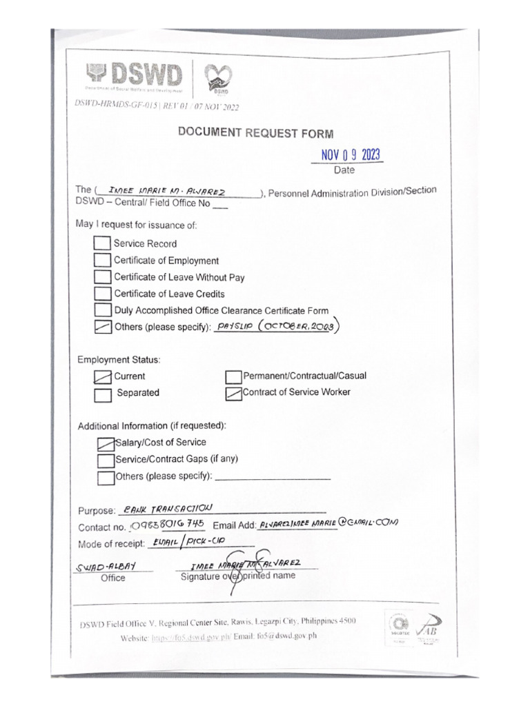 Document Request Form | PDF
