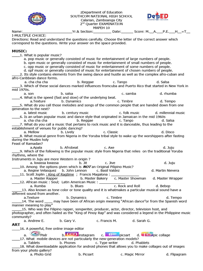 2ND Quarter Exam 2022-2023 | PDF | Physical Fitness