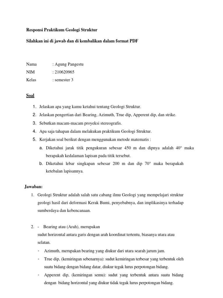 Praktikum Geologi Struktur: Panduan dan Soal | PDF | Teknologi & Rekayasa