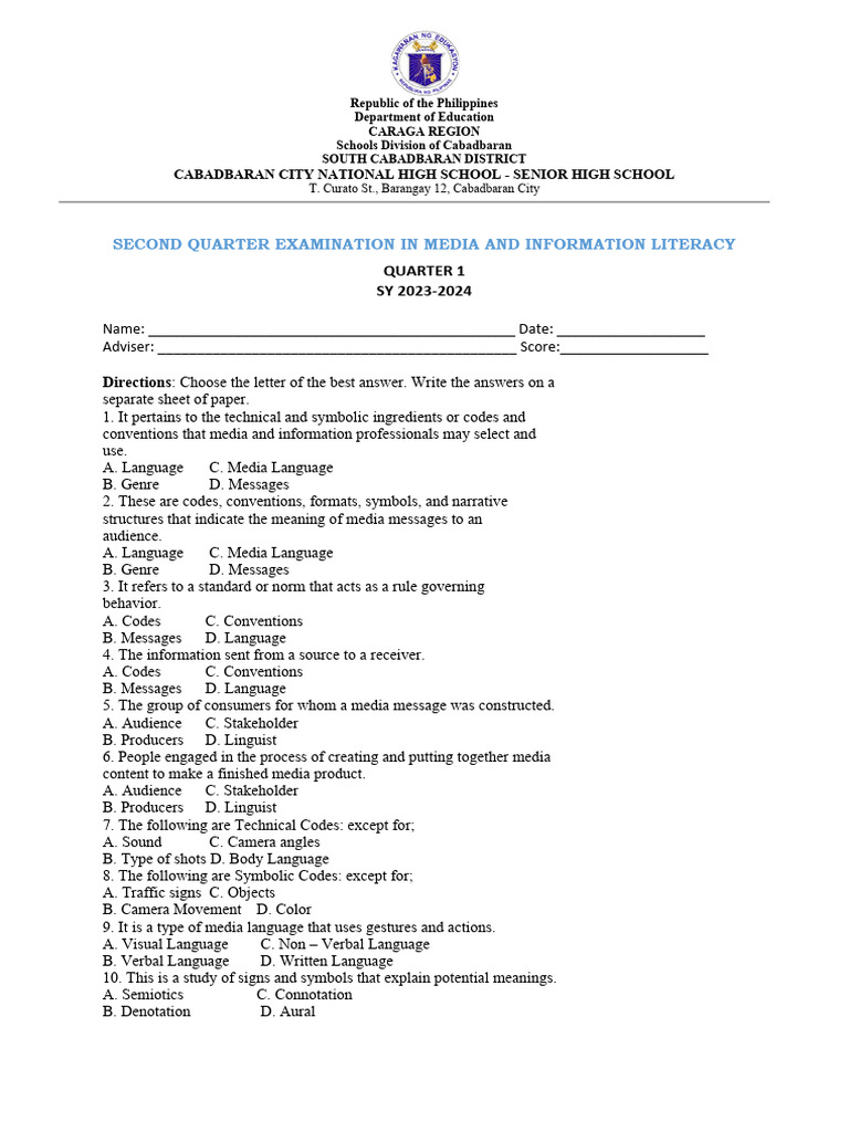2ND Quarter Exam Mil | PDF | Mass Media | Communication