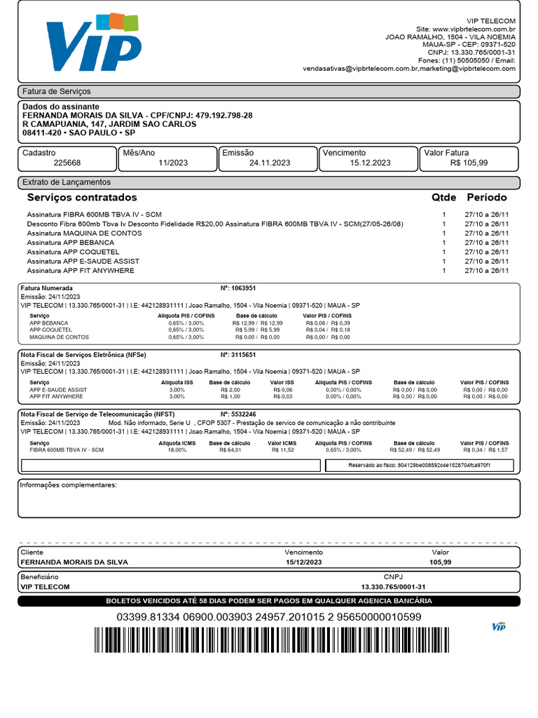 Boleto - Vip 4 | PDF