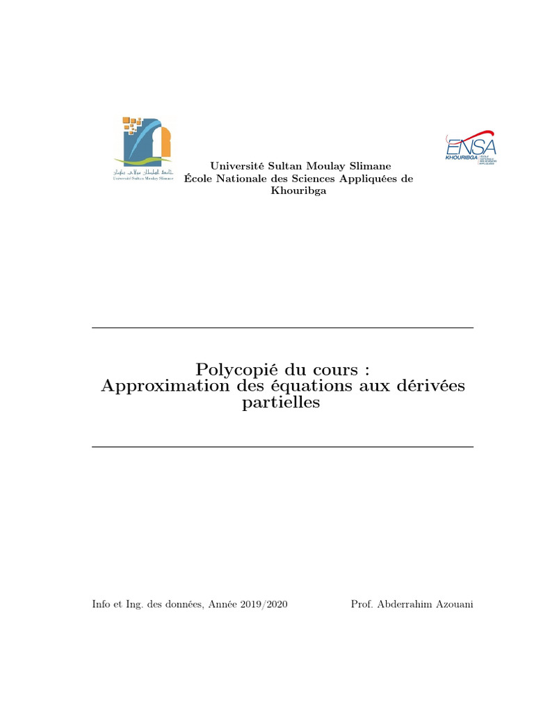 Polycopié Cours Approximation Des EDP | PDF