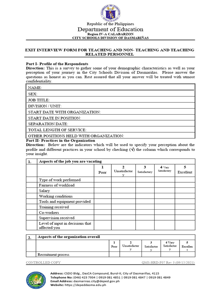 Template - Exit Interview Form | PDF | Employment | Business