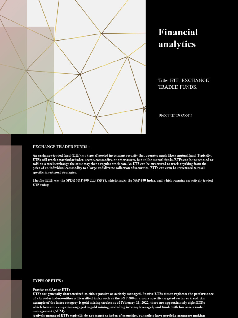 Financial Analytics PPT Etf | PDF | Exchange Traded Fund | Investment Fund