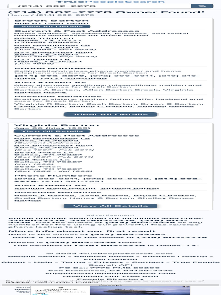 802-2278 - Brock Barton. Get More Info On 214-802-2278 | PDF | Politics