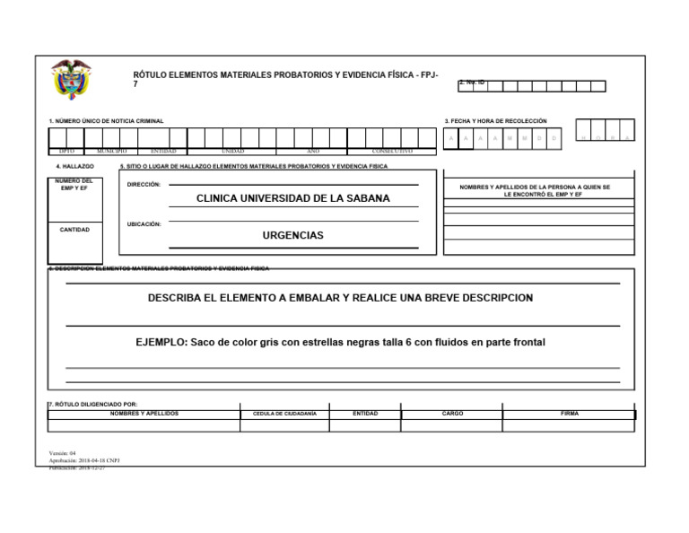Ejemplo Del Rotulo FPJ 7 | PDF