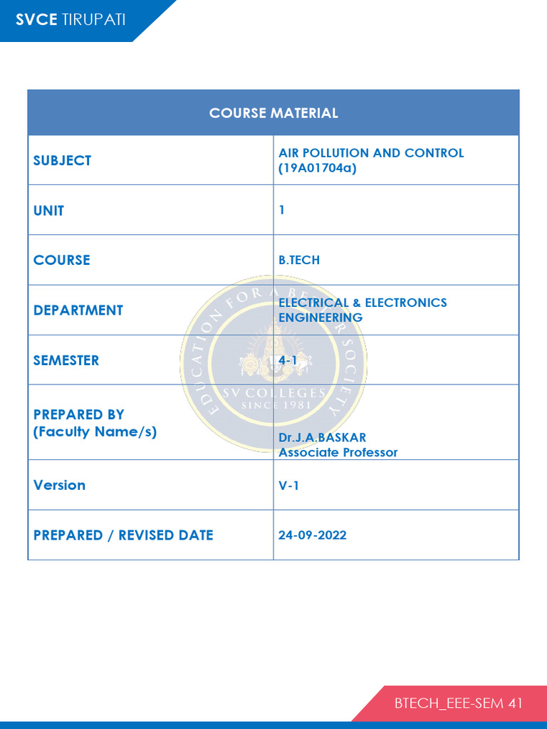 Apc Unit-1 | Download Free PDF | Atmosphere Of Earth | Air Pollution