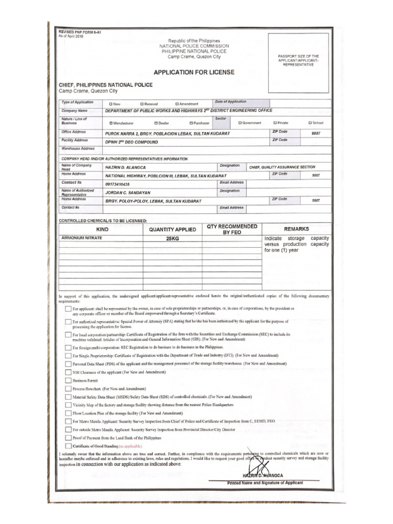 Revised PNP Form 6 A1 | PDF
