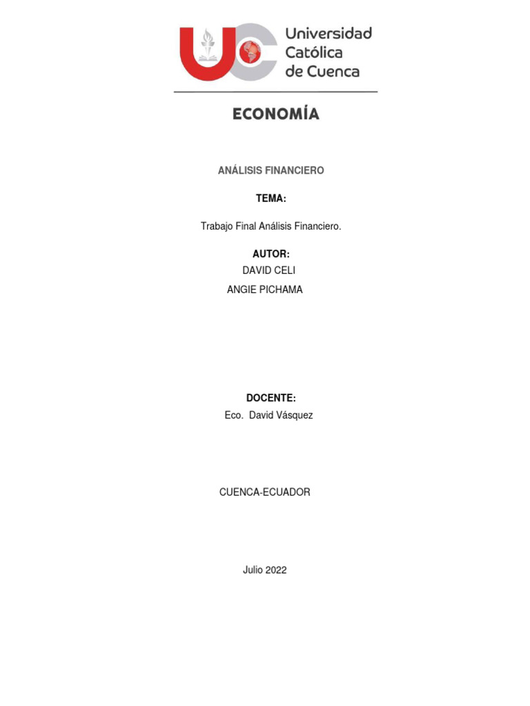 ANÁLISIS FINANCIERO CELI PICHAMA | PDF | Business | Liquidez de mercado