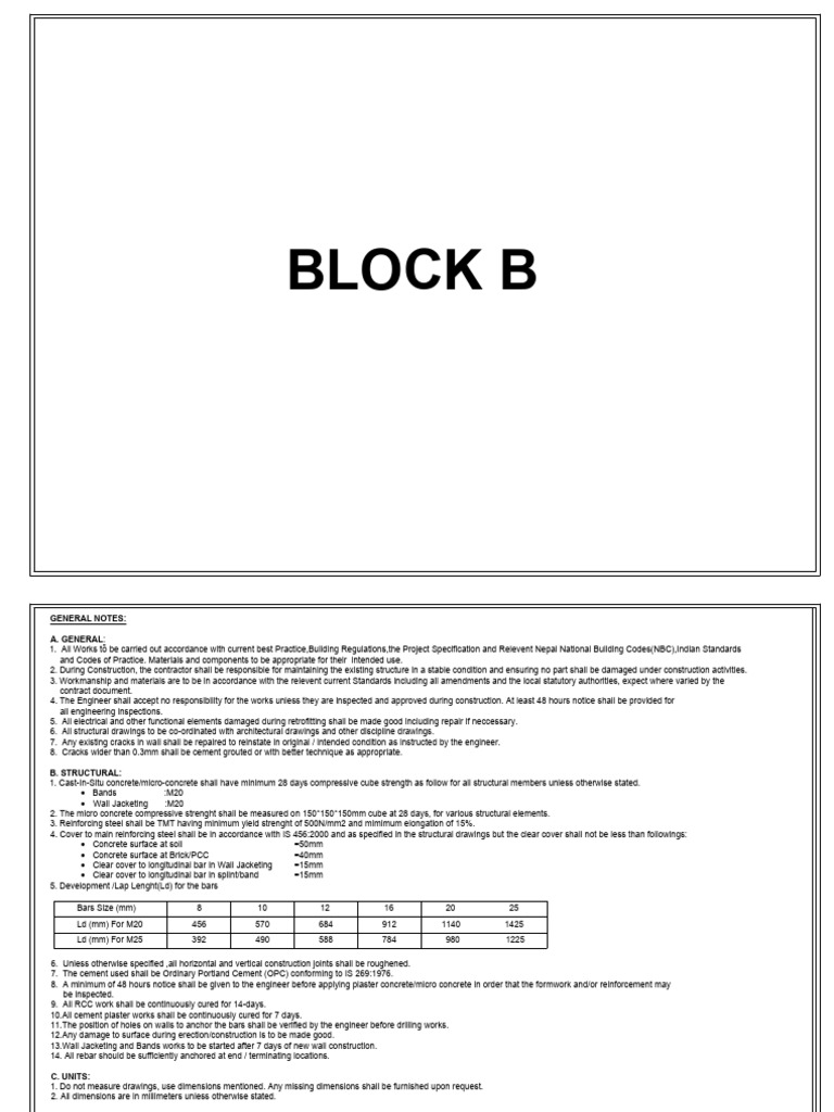 Block B Drawings (As Built & Retrofitted) | PDF | Concrete ...