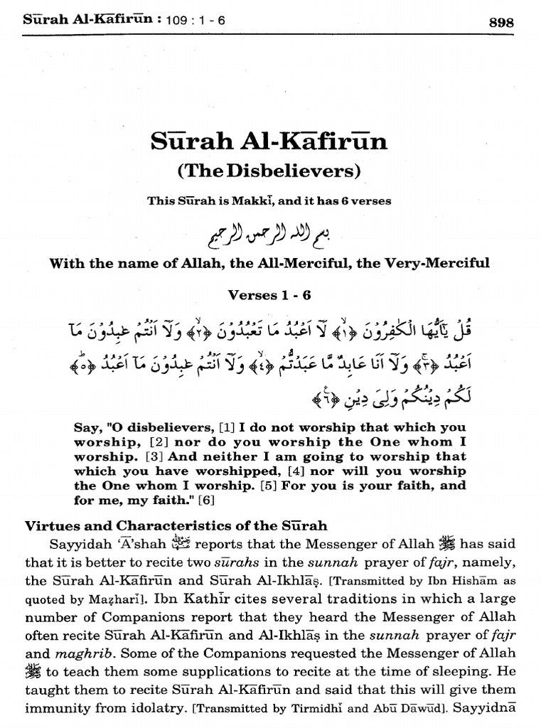 Tafseer Mariful Quran Sura 109 Al Kafirun English Translation PDF | PDF ...