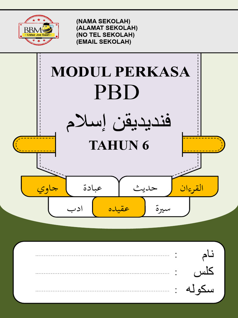 Kulit Depan Modul Perkasa Pai Tahun 6-Editable | PDF