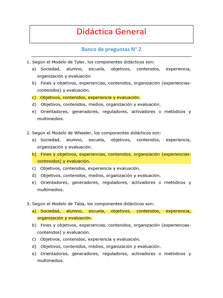Preguntas Didactica | PDF | Evaluación | Aprendizaje