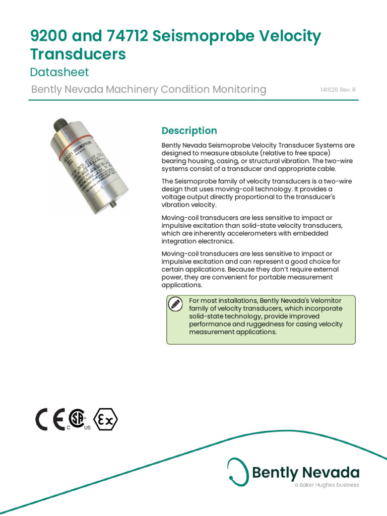 Seismoprobe Velocity Transducers Datasheet | PDF | Electrical Connector ...