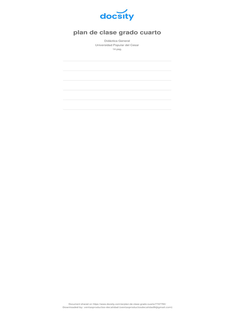 Docsity Plan de Clase Grado Cuarto | Descargar gratis PDF ...