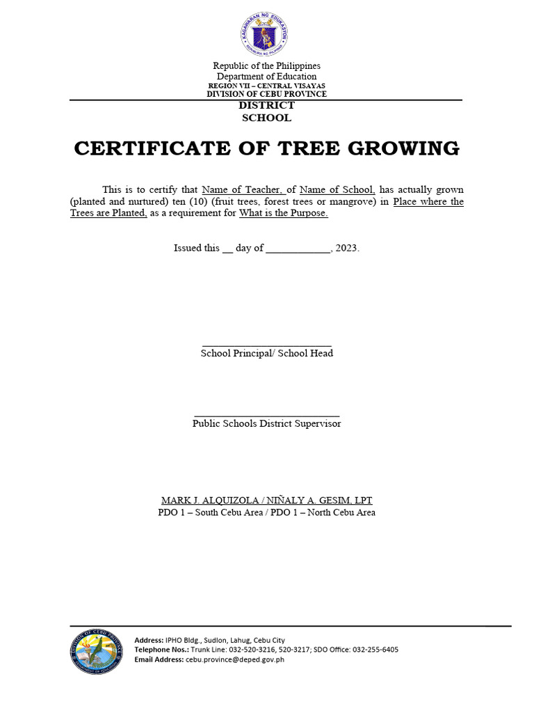 Certificate of Tree Growing Validation | PDF
