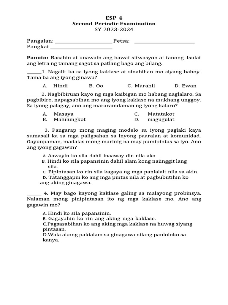 Esp 4 - Q2 - PT - New | PDF
