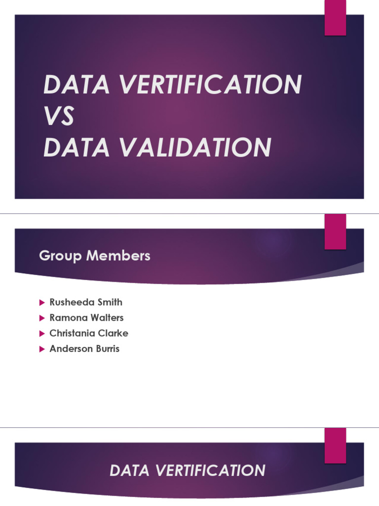 Data Verification vs. Validation Guide | PDF