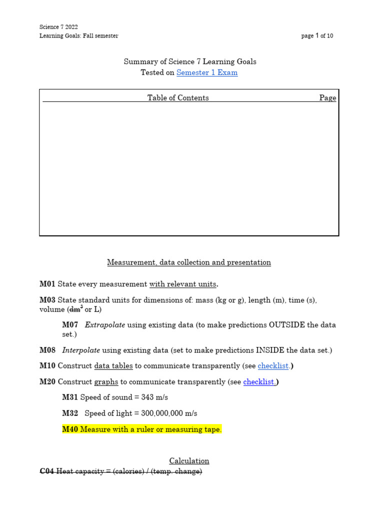 _7th grade Thermal Energy Science study guide Fall 2023 | PDF ...