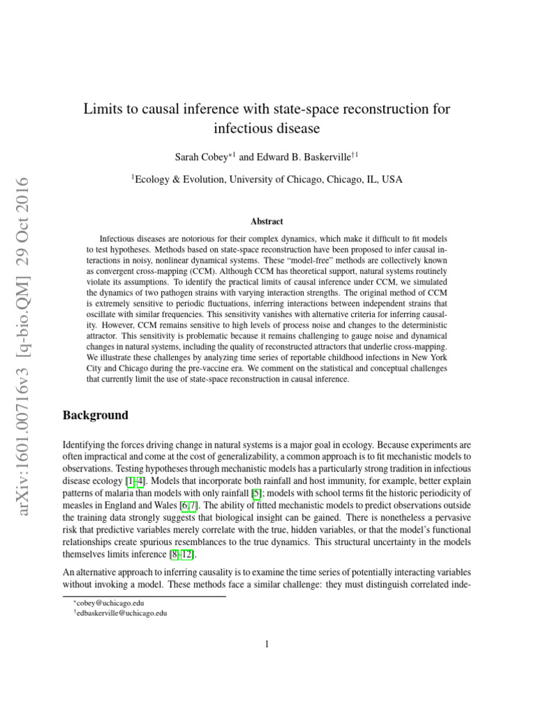 Limits To Causal Inference With State-Space Reconstruction For Infectious Disease | PDF ...