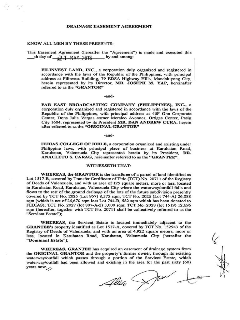 Drainage Easement Agreement | PDF